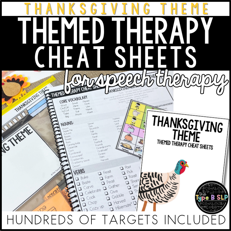 Thanksgiving Themed Word Lists | Cheat Sheets for Speech Therapy – The ...