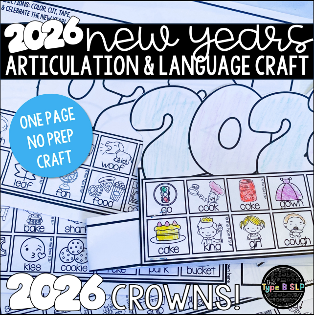 New Year's Speech Therapy A No Prep Craft: Articulation and Language ...