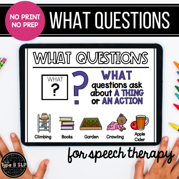 No Print No Prep Digital Speech Therapy WH Questions: "What" Set – The ...