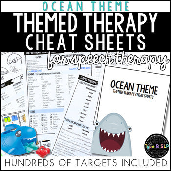Ocean Themed Word Lists | Cheat Sheets for Speech Therapy – The Type B SLP