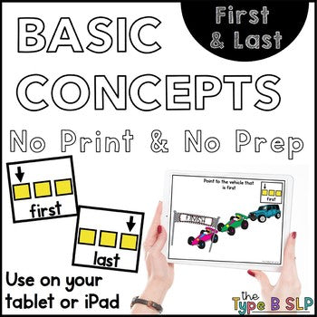 No Print Basic Concepts for Speech Therapy: First/Last w/Task Box Card ...
