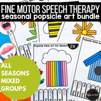 Speech and Language Fine Motor Practice: Popsicle Stick Art BUNDLE ...