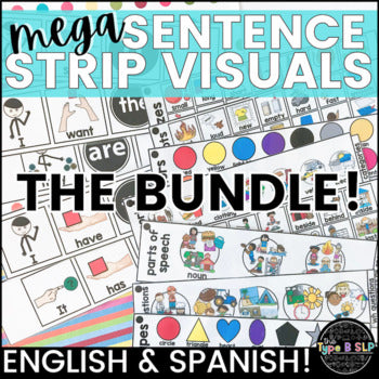 English & Spanish Sentence Strips BUNDLE: Mega Visuals for Speech Ther ...