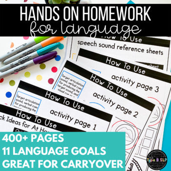 Busy Homework for Language Goals: Speech Therapy – The Type B SLP