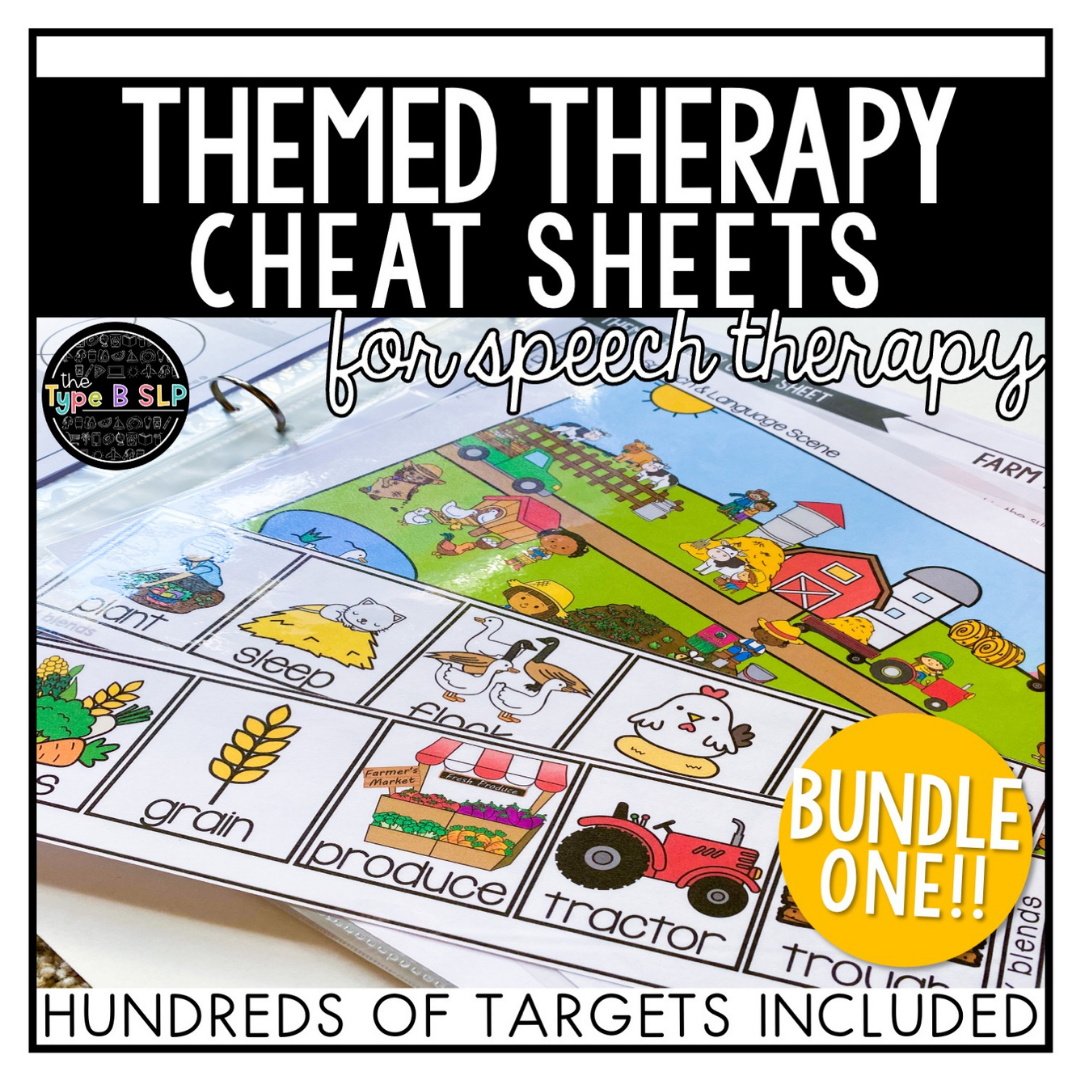 Themed Therapy Cheat Sheets for Speech Therapy: GROWING BUNDLE ONE ...