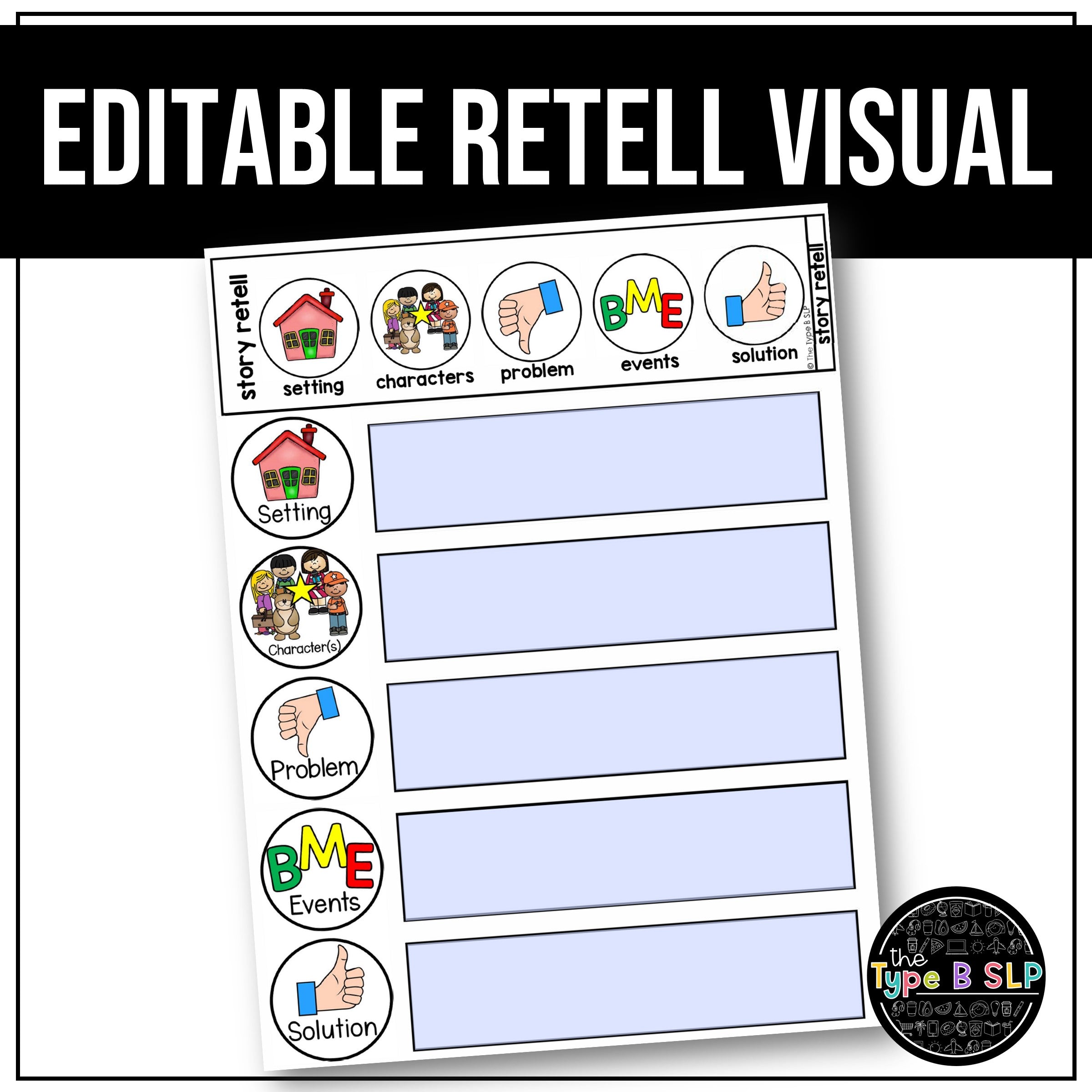 FLASH FREEBIE: Editable Retell Story Visual – The Type B SLP
