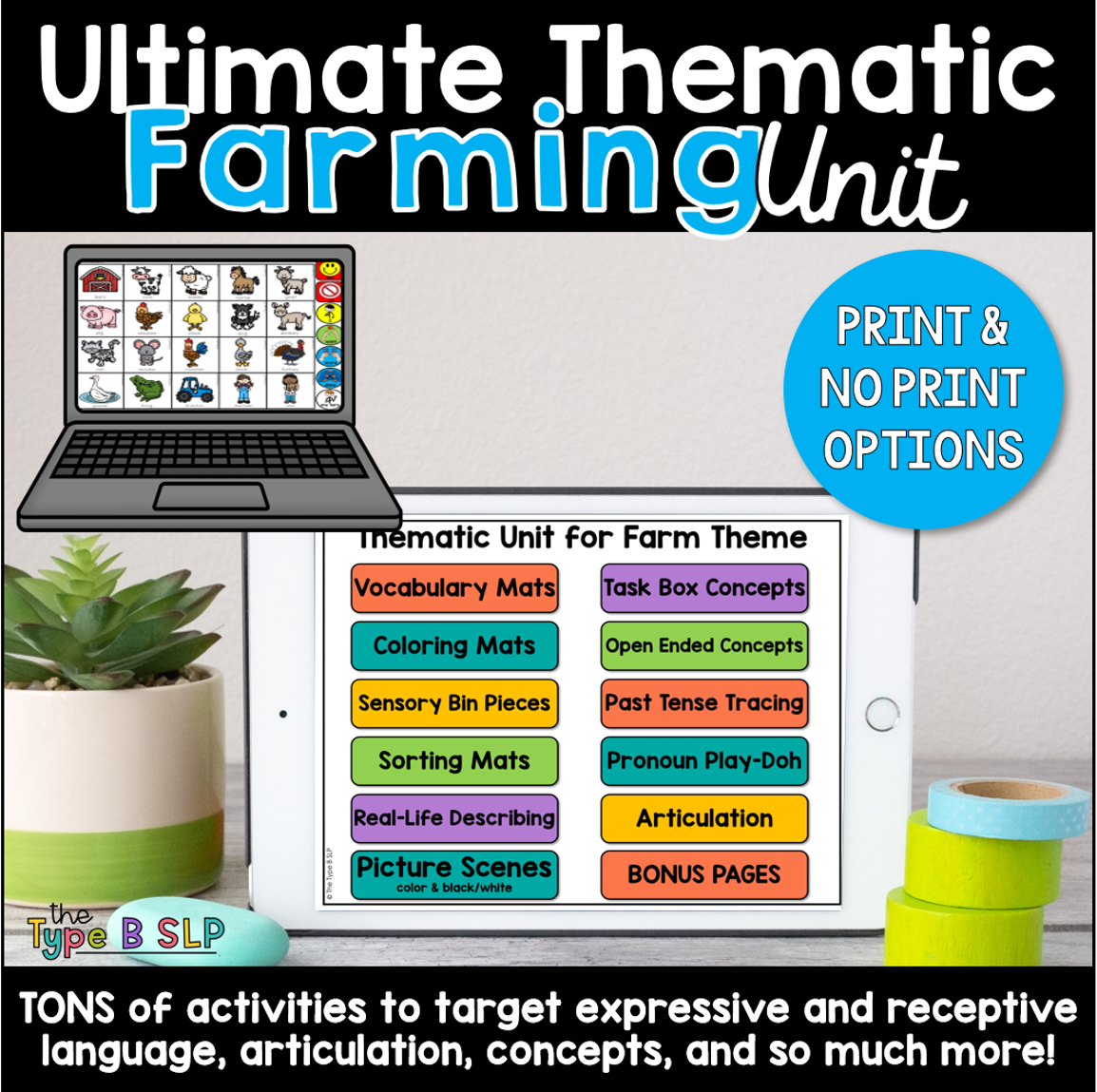 Ultimate Thematic FARMING UNIT: Distance Learning for Speech Therapy ...